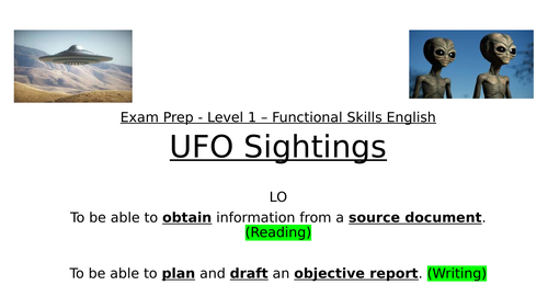 UFO Sightings UK - Creative Writing/Exam Practice | Teaching Resources