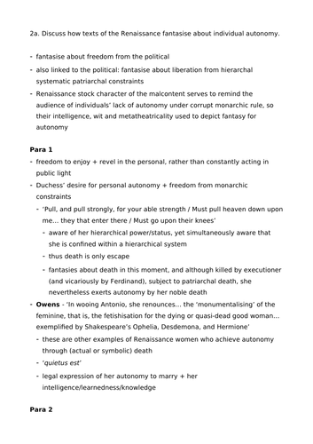 Bundle: The Duchess of Malfi Essay Plans | Teaching Resources