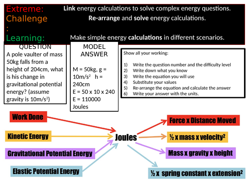 Differentiated Energy Calculations Tasks | Teaching Resources
