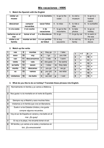 GCSE Spanish - Series of lessons on holidays | Teaching Resources