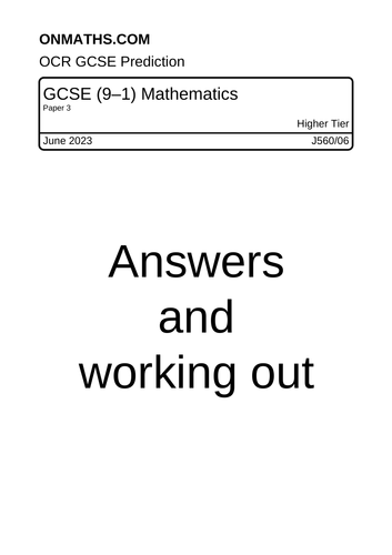 Summer 2023 Maths GCSE OCR Paper 3 Higher Predicted Paper | Teaching ...