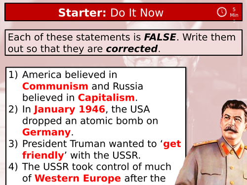 GCSE Cold War L6 - Truman Doctrine & Marshall Plan | Teaching Resources