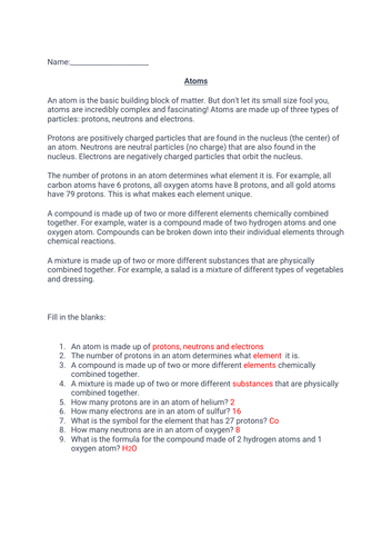 Elements and the atom bundle | Teaching Resources