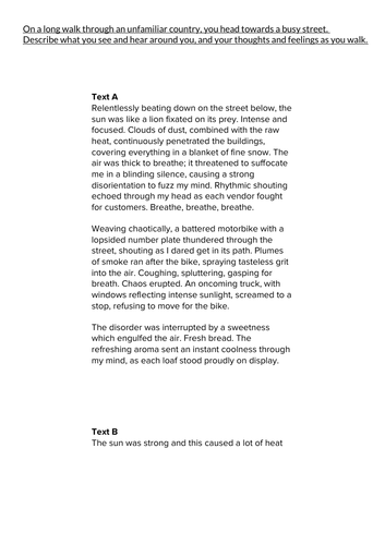 Igcse English Language Descriptive Writing Teaching Resources