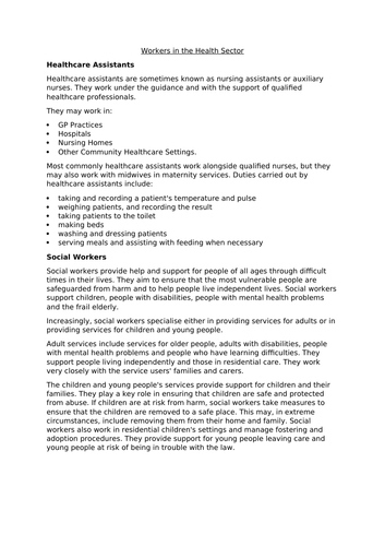 Btec National Health And Social Care Unit 2 Laa Teaching Resources