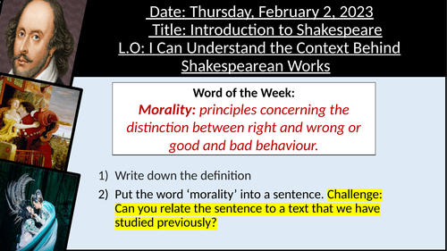 Intro to Shakespeare: Context | Teaching Resources