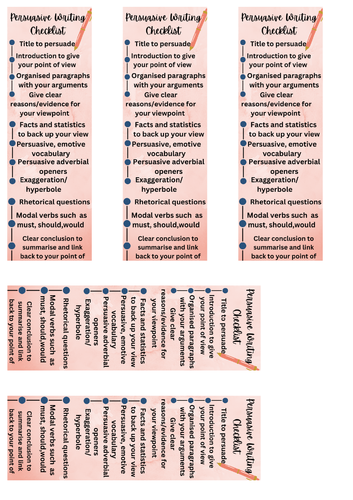 Persuasive Writing Prompts and free poster Printable Checklists x30 ...