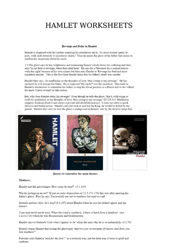 Hamlet worksheets | Teaching Resources