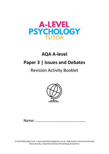 Issues and Debates | Revision activity booklet | AQA Psychology ...