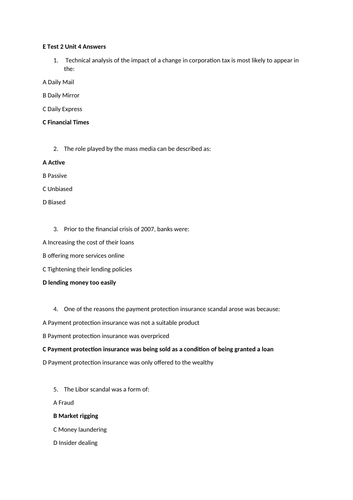 LIBF UNIT 4 E-TEST X2 BUNDLE | Teaching Resources