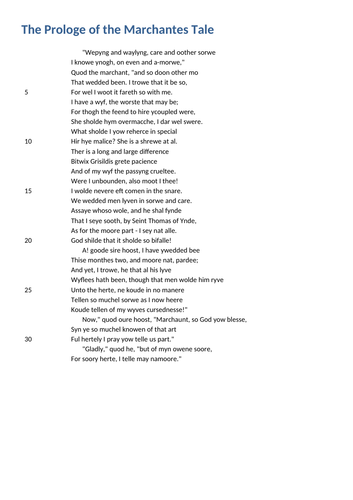 A Level The Merchant's Tale | Teaching Resources