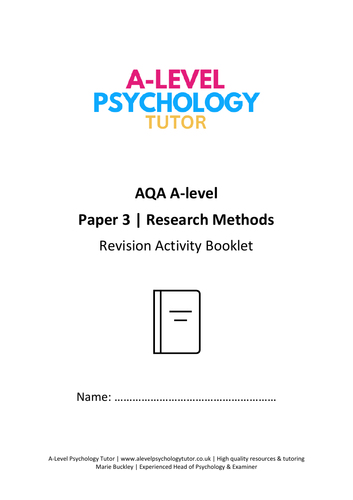 Research Methods | Revision activity booklet | AQA Psychology ...