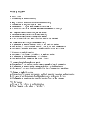 Music Research Task - Development of Recording Techniques with Writing ...