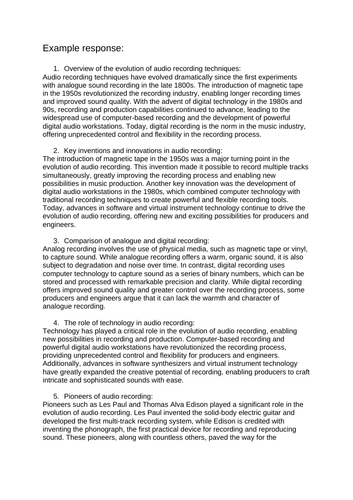 Music Research Task - Development of Recording Techniques with Writing ...