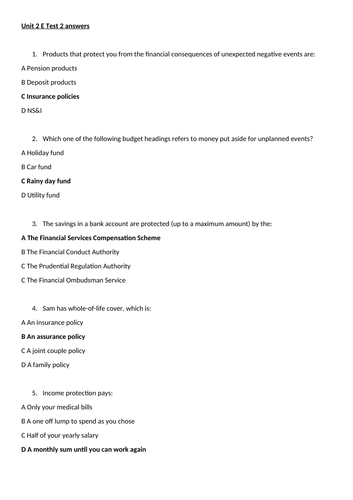 LIBF Unit 2 E-test BUNDLE X3 with answers | Teaching Resources