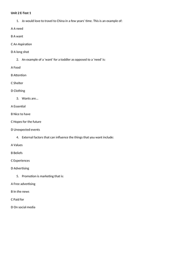 LIBF Unit 2 E-test BUNDLE X3 with answers | Teaching Resources