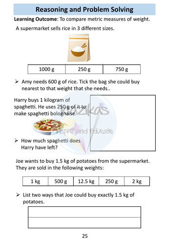 Weight Workbook - Functional Skills Maths - Entry Level 3 | Teaching ...