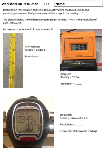 AQA Scientific Vocabulary - worksheet on resolution | Teaching Resources
