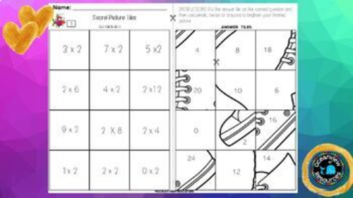 Secret Picture Tiles- Multiplication facts 2-7 | Teaching Resources
