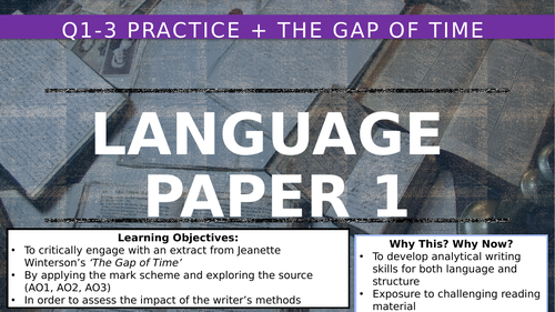 AQA GCSE English Language P1 Q1-3 Revision- The Gap of Time | Teaching ...