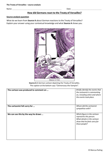 Treaty of Versailles source analysis | Teaching Resources