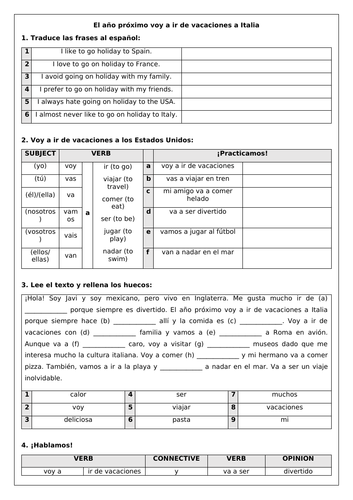 Holidays Present / Future Spanish KS3 (3 worksheets) | Teaching Resources