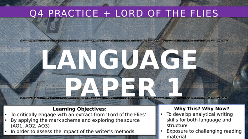 AQA GCSE English Language P1 Q4 Revision- Lord of the Flies | Teaching ...