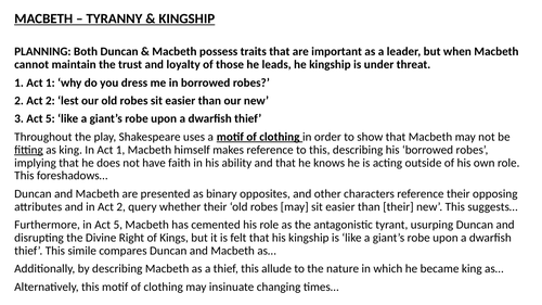 Kingship & Tyranny in Macbeth | Teaching Resources