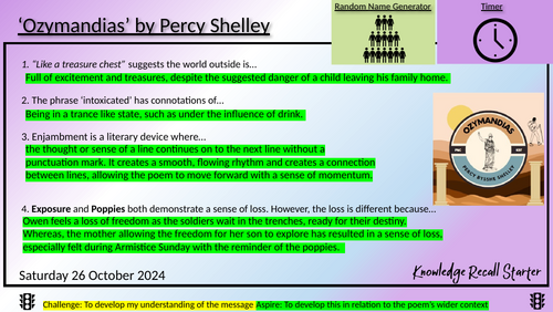 Ozymandias by Shelley Sequence | Teaching Resources