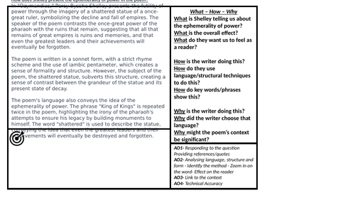 Ozymandias by Shelley Sequence | Teaching Resources