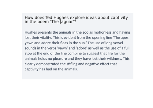 Teaching English: Poetry - Ted Hughes' 'The Jaguar' | Teaching Resources