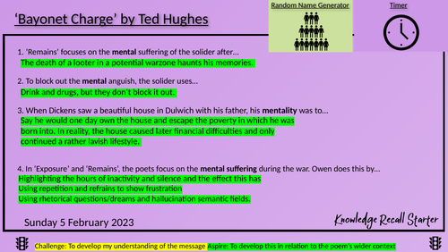 Bayonet Charge by Hughes Sequence | Teaching Resources