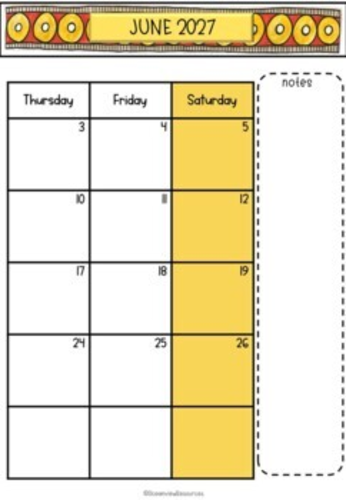2027 Calendar Editable-January to December | Teaching Resources