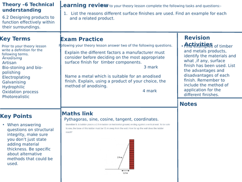 A Level Revision / Retrieval Design and Technology - Technical ...