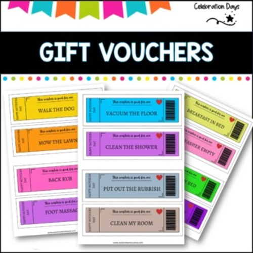 GIFT VOUCHER cards for Mother, Fathers' day or Christmas | Teaching ...