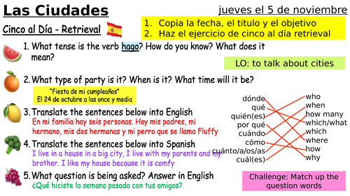 GCSE Spanish - Module 5 - Ciudades | Teaching Resources
