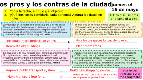 GCSE Spanish - Module 5 - Ciudades | Teaching Resources
