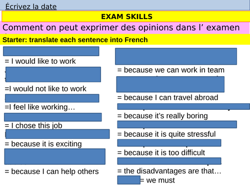 Exam skills -writing Y11 French | Teaching Resources