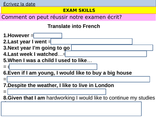 Exam skills -writing Y11 French | Teaching Resources
