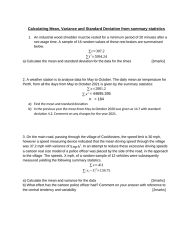 Edexcel A level statistics. 1. Measures of average and spread with the ...