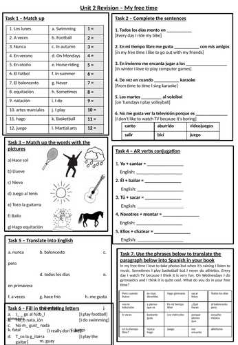 KS3 Spanish Viva 1 - Mi tiempo libre - full series of lessons ...