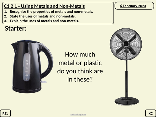 KS3 Chemistry AQAC1 2 1 Using Metals and NonMetals PPT only | Teaching ...
