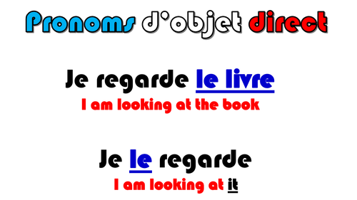 IGCSE French: Direct object pronouns: Part 1: The present tense ... IGCSE French: Direct object pronouns: Part 1: The present tense ...
