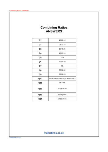 GCSE 9-1 Exam Question Practice (Combining Ratios) | Teaching Resources