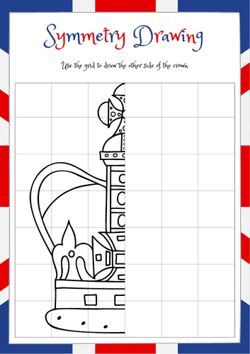 King Charle's Coronation Symmetry Worksheets X6 Drawing Activity ...