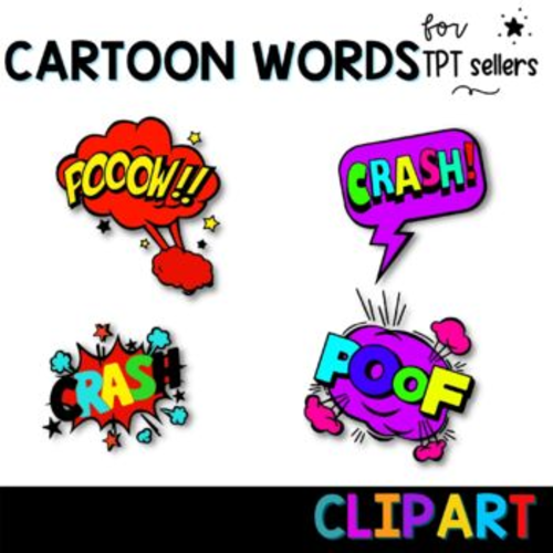 Onomatopoeia and Cartoon Word clipart Color -Comic Book Style ...