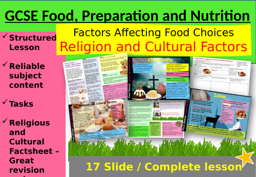GCSE Food Cover Work/Cover Lesson - Food choices - Religion and ...