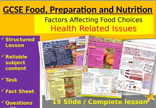 GCSE Food Cover Work/Cover Lesson - Health Related Factors Effecting ...
