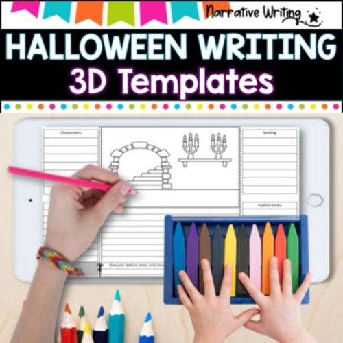 Halloween Narrative writing l 3D Template l templates and scaffolds ...