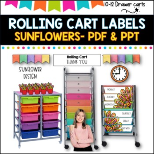 10 Drawer Rolling Cart Labels | BRIGHT SUNFLOWER DESIGN I Teacher ...